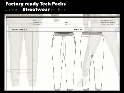 A Detailed Factory Ready Tech Pack for Men's Streetwear Bottom | Upwork