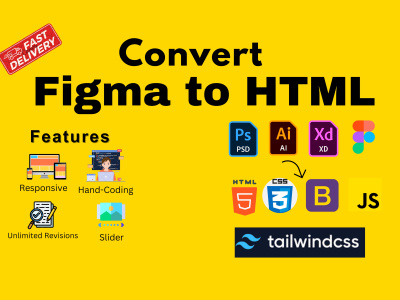 Figma/PSD to HTML | Tailwind, Bootstrap, SCSS, Fully Responsive | Upwork