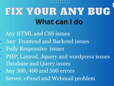 Fix bug php, html, python, css, javascript and mysql issues | Upwork