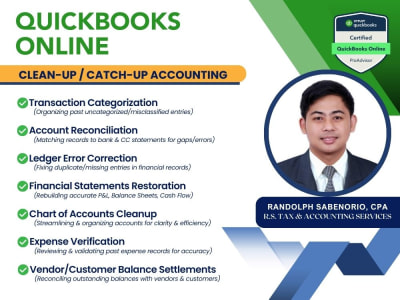 Cleaned up and updated books & finances back on track. | Upwork