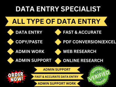 Professional Data Entry Specialist for all types of Data Entry / Admin ...