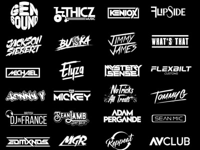 Design dj music record label producer, band, typography or hip hop logo ...