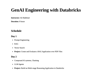 Databricks Consultation for Building Generative AI Applications | Upwork