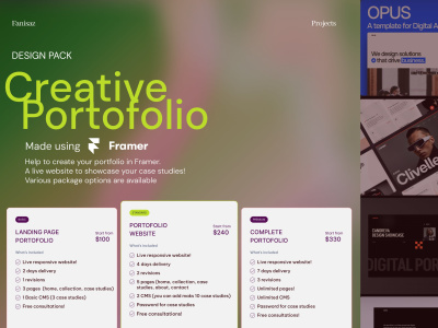 Seamless & stylish portfolio websites created with Framer | Upwork