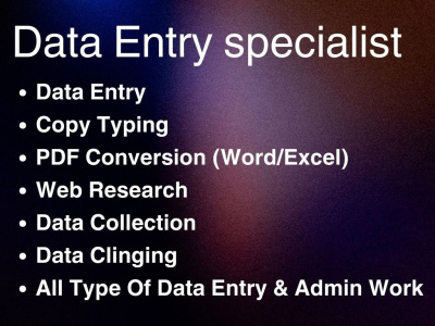 Professional Data Entry Specialist for all types of Data Entry | Upwork