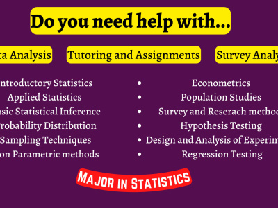 Statistical analysis, data analysis, tutoring, and assignments | Upwork