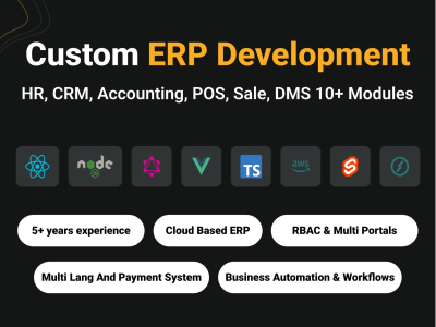 Custom ERP | Portals, RBAC, Payments, AI | 10+ Modules (HRM, CRM, POS ...