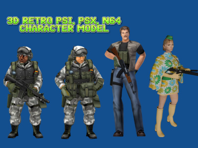 Retro low poly 3d character model 3d animation in psx ps1 ps2 n64 style ...