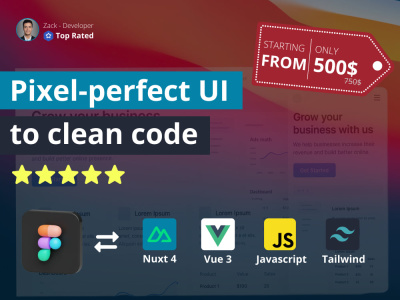 A tailwind CSS, Vue (or Nuxt) website from your Figma design. | Upwork