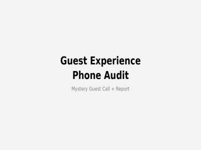 A phone audit report for your hotel. | Upwork
