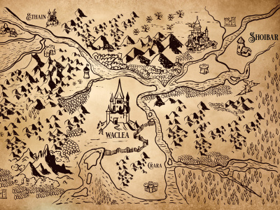 A fantasy map with parchment style for storybook | Upwork