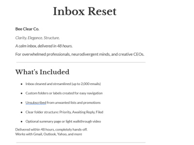 Inbox Reset | Calm, Organized Email in 48 Hours | Upwork