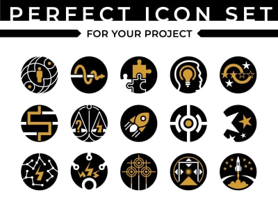 A set of perfect, informative, unique icons that exactly match your ...