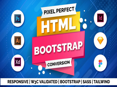 Figma to html psd to html, html landing page xd to html css bootstrap5 | Upwork
