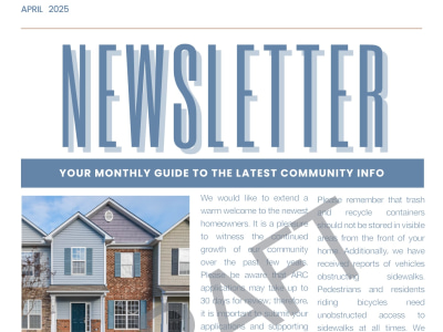 A community newsletter with your community logo and/or community photo ...