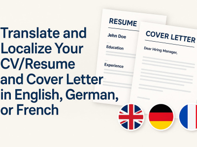 Your CV/Resume and Cover Letter Translate in English, German, or French ...