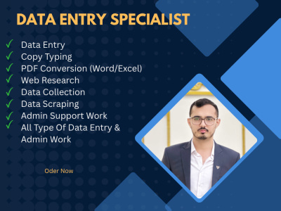 A Professional Data Entry Specialist for all types of Data Entry/Admin ...