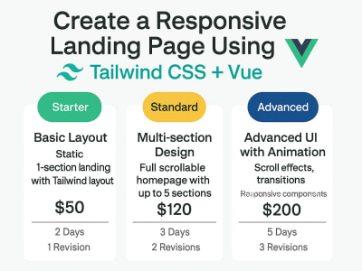 Design a Modern, Mobile-Responsive Landing Page with Tailwind CSS + Vue.js | Upwork