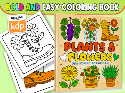 Draw cute line art illustration for bold easy coloring page and book ...