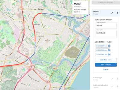 Geospatial Line Segment Map Editor using Mapbox, Leaflet, REST API | Upwork