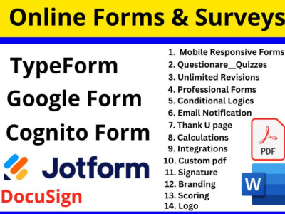 Online form quiz survey using jotform, google forms typeform, cognito ...