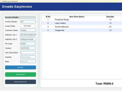 Custom Desktop Invoice Software with QR Code, PDF Export & Dashboard ...