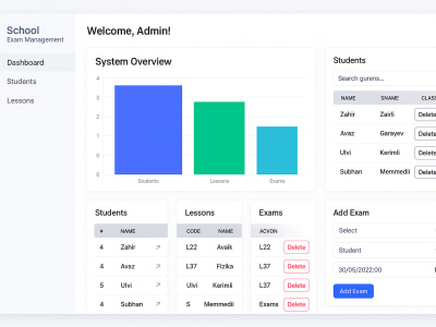 School Management System – Admin Dashboard (Angular & .NET) | Upwork