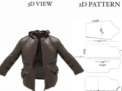 2d flat fashion design sketch, detailed, graded 3d sewing clothing ...