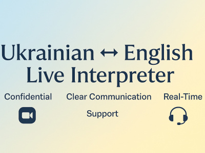 Live Interpreter Ukrainian ↔ English | Zoom / Video / Phone | Upwork