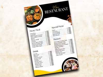 A spicy 1-page menu card design for your restaurant or cafe | Upwork