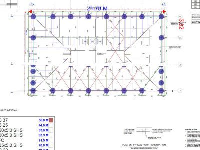 A pdf, plan swift, and excel file with complete structural steel take ...
