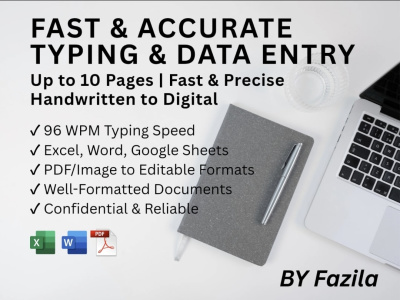 Professional Typing & Data Entry Services | Fast, Accurate, Up to 10 Pages | Upwork