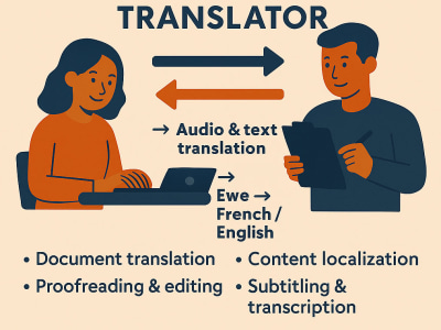 Translation from English to French and ewe | Upwork