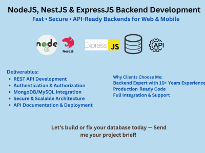 Expert NodeJS | NestJS | ExpressJS Backend Developer & API Expert | Upwork