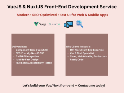 Expert VueJS | NuxtJS Front-End Developer for Fast & SEO Apps | Upwork