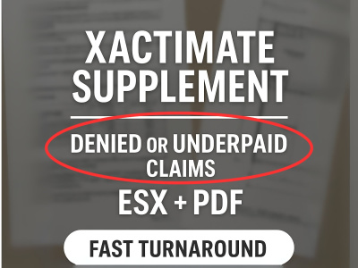 Xactimate Supplement Estimate for Underpaid or Denied Claims (ESX) | Upwork