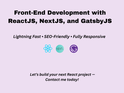 ReactJS, NextJS & GatsbyJS Front-End Development Expert Service | Upwork