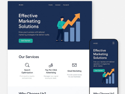 I will create a modern responsive landing page using HTML, CSS, and JS ...