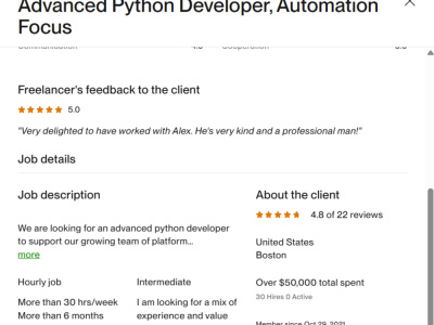 Advanced Python Developer, Automation Focus | Upwork