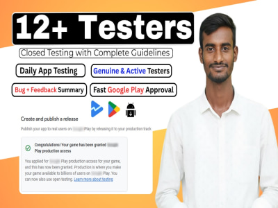 12 testers for the Google Play closed testing 14 days with guidelines ...