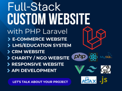 Custom PHP Laravel Website – E-commerce, LMS, CRM, NGO / Charity | Upwork