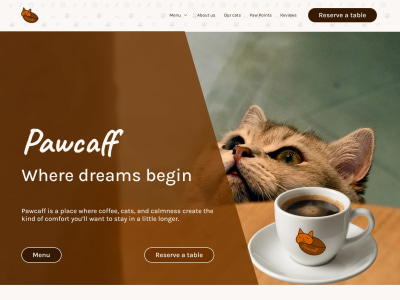 Cafe Website Design with Cats: Pawcaff (Figma, UX/UI) | Upwork