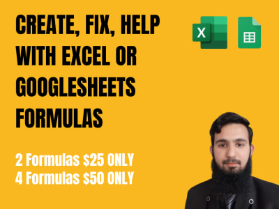 Create, fix, help with Excel or Googlesheets formulas | Upwork