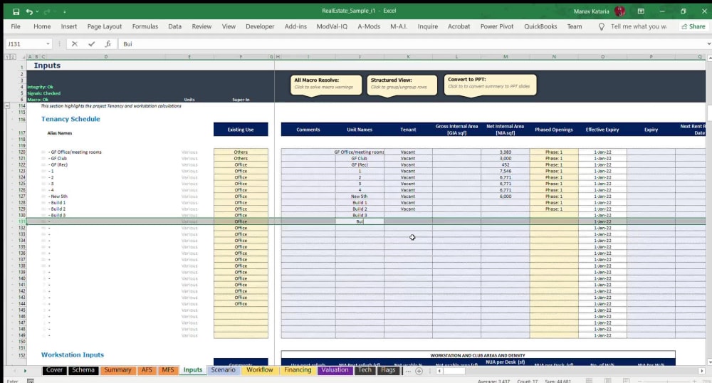 Real Estate - Dynamic Financial Model | Upwork