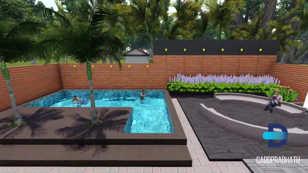 Design garden, backyard, patio, terrace, swimming pool with 3d ...