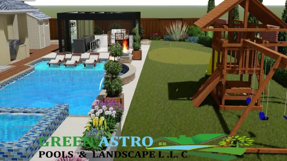 Modern landscape design, front yard, back yard patio ,swimming pool ...