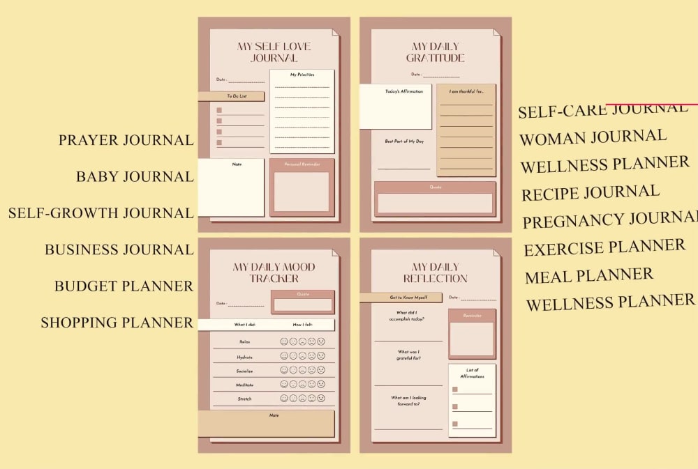 Professionally designed printable planner, journal cover and interior ...