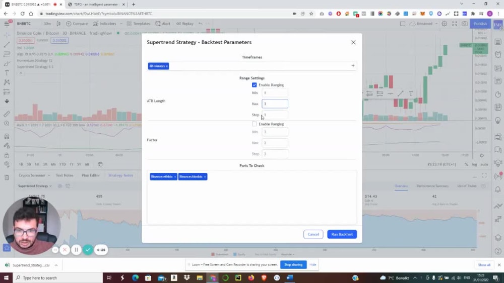 A Csv File Containing The Optimal Parameters For Your Tradingview Strategy Upwork