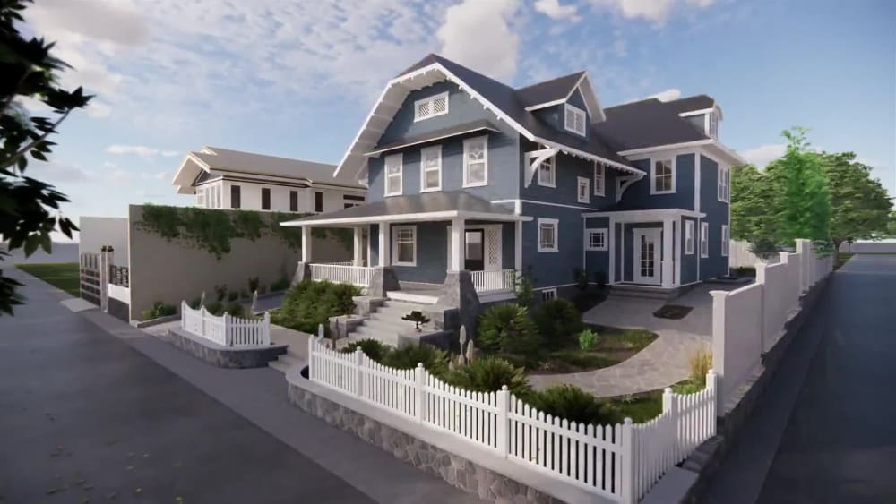 A sketchup 3d model and rendering for exterior home design | Upwork
