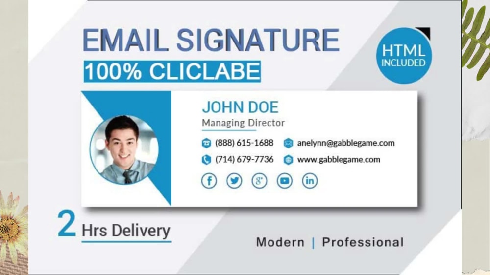 A clickable HTML animated email signature or GIF email signature | Upwork